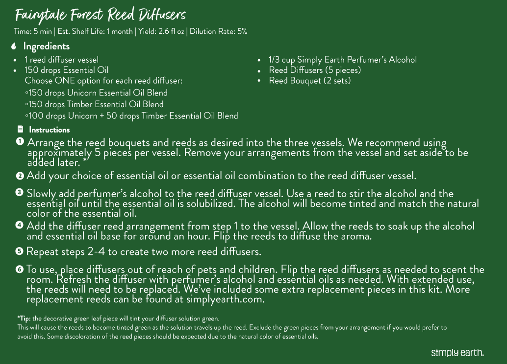 Simply EarthShop | Recipes | Fairytale Forest Reed Diffusers Recipe