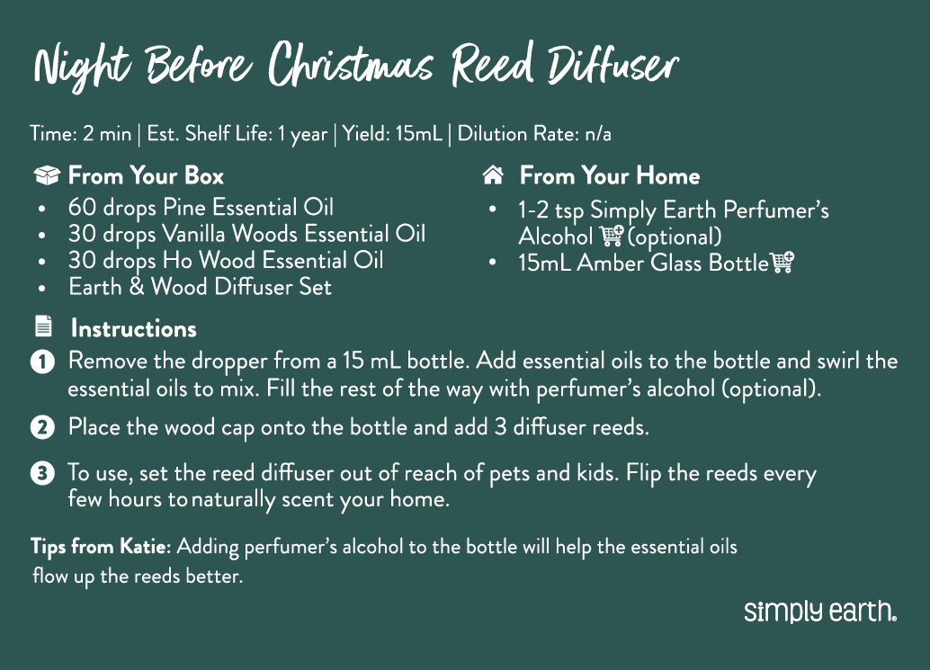 Simply EarthShop | Recipes | Night Before Christmas Reed Diffuser Recipe
