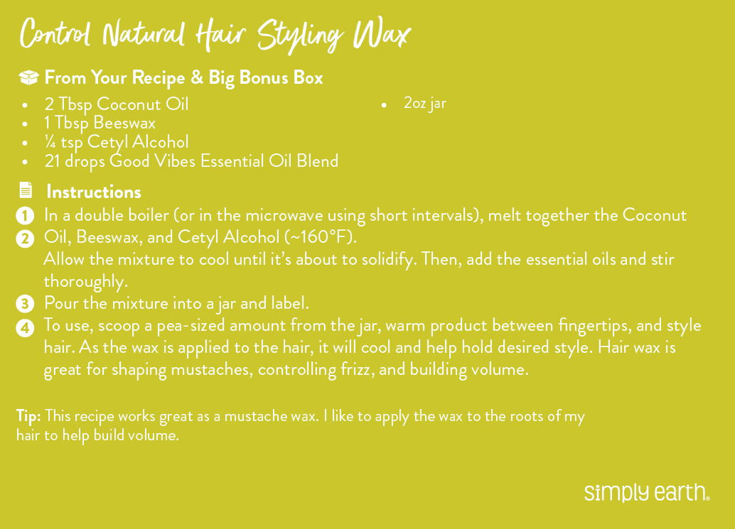 Simply EarthShop | Recipes | Control Natural Hair Styling Wax Recipe