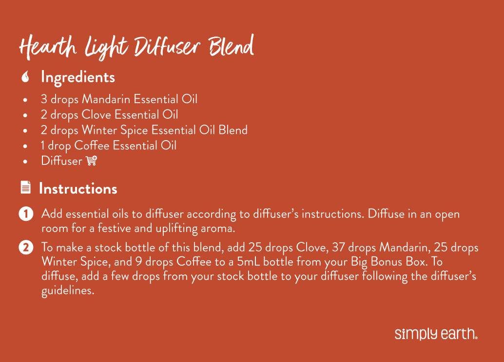 Simply EarthShop | Recipes | Hearth Light Diffuser Blend Recipe